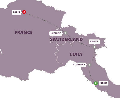 Tours from Rome to Paris - 2025-2027 Seasons