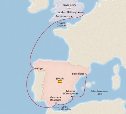 Cruises from England to Spain - 2025-2027 Seasons
