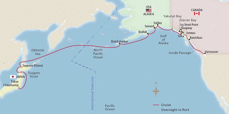 Cruises from Vancouver to Tokyo - 2025-2027 Seasons